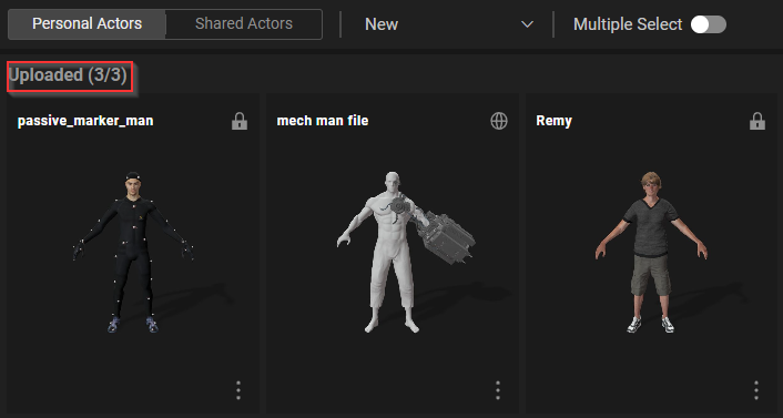 User Interface Introduction for Uploaded Actors Page